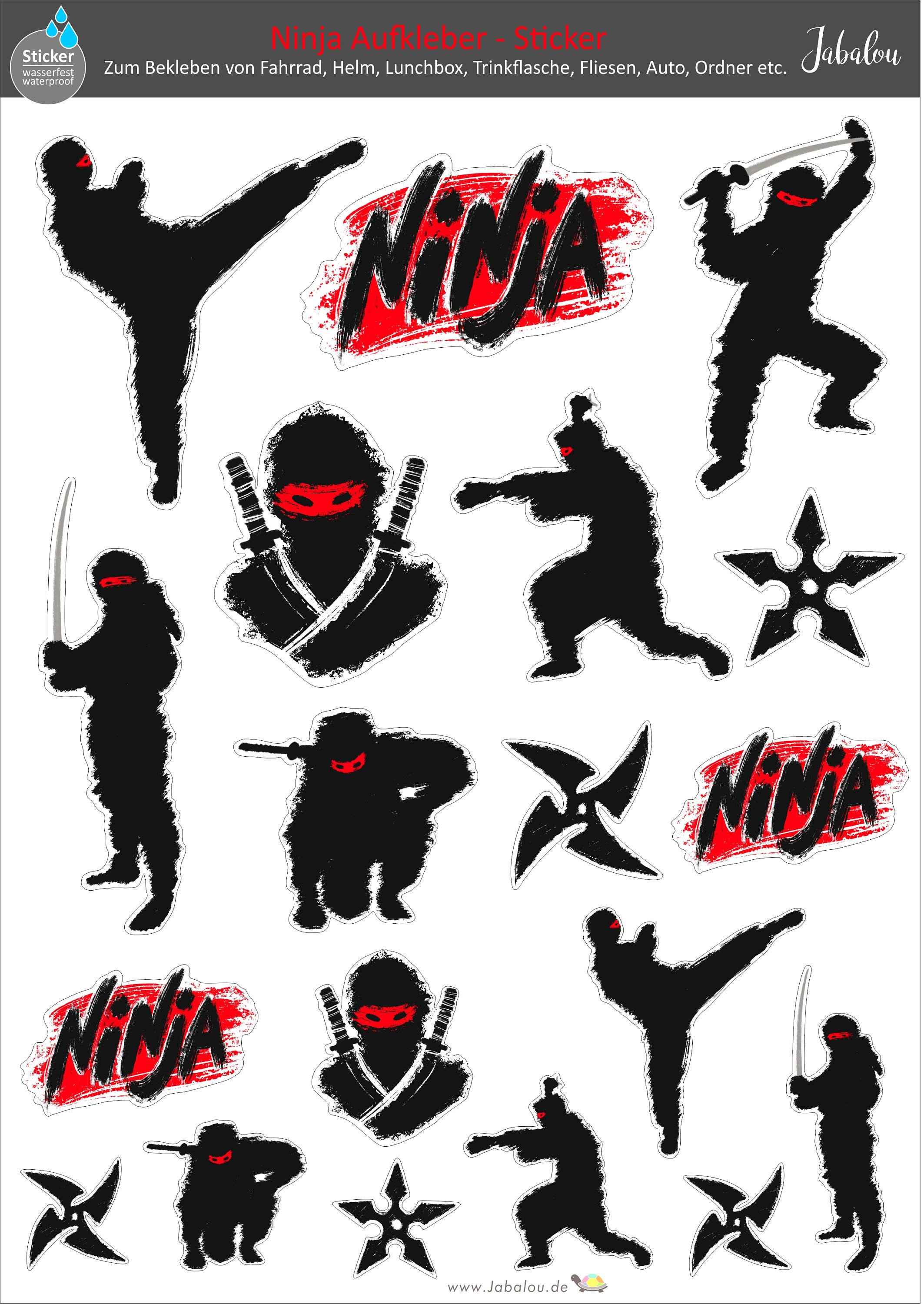 Aufkleber wasserfest Ninja, Sticker, Ninja Aufkleber, wasserfeste ...