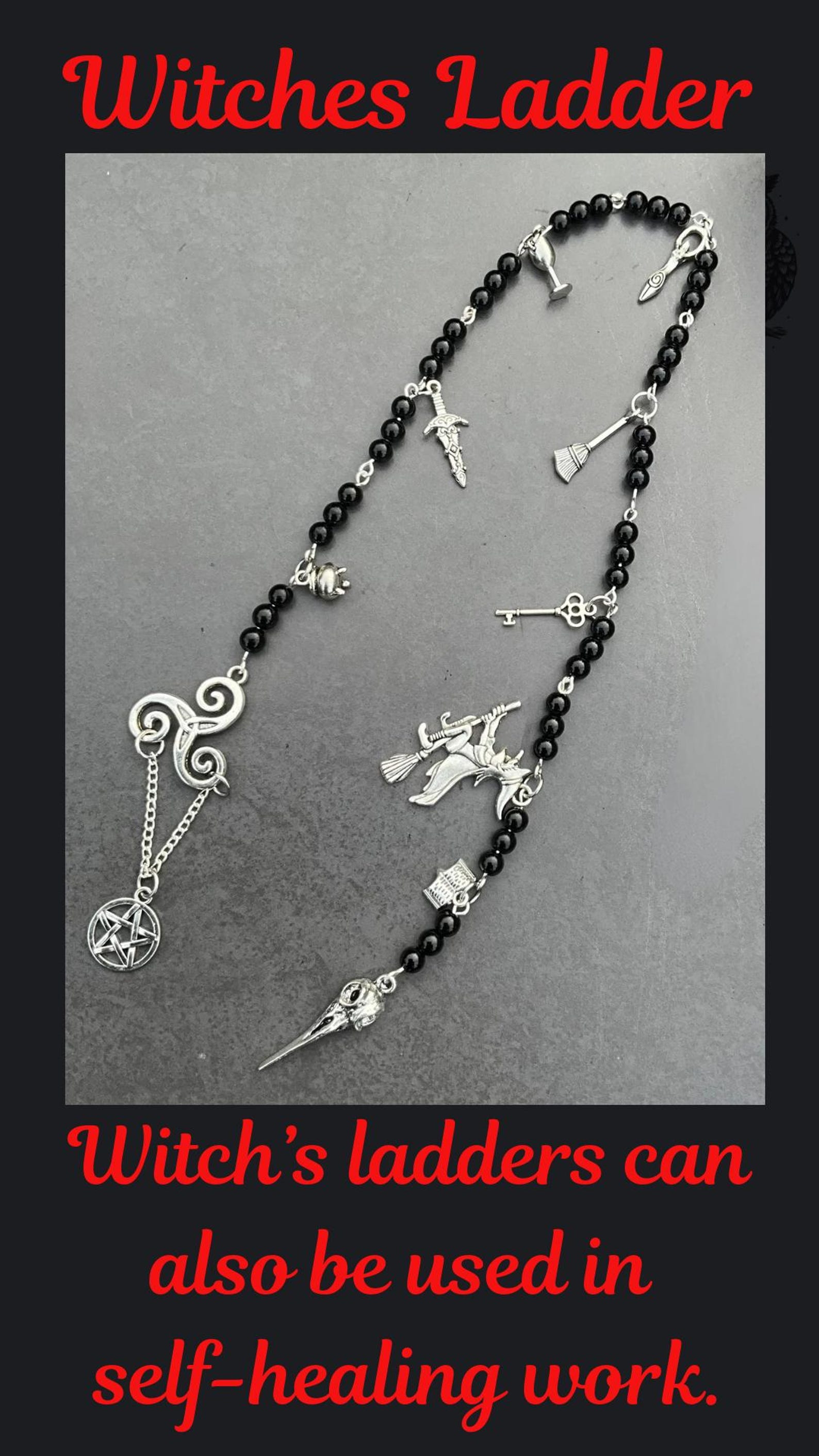 Black Onyx Witches Ladder With Pagan Charms - Etsy