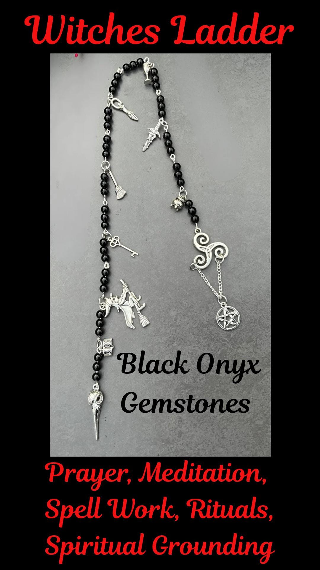 Black Onyx Witches Ladder With Pagan Charms - Etsy