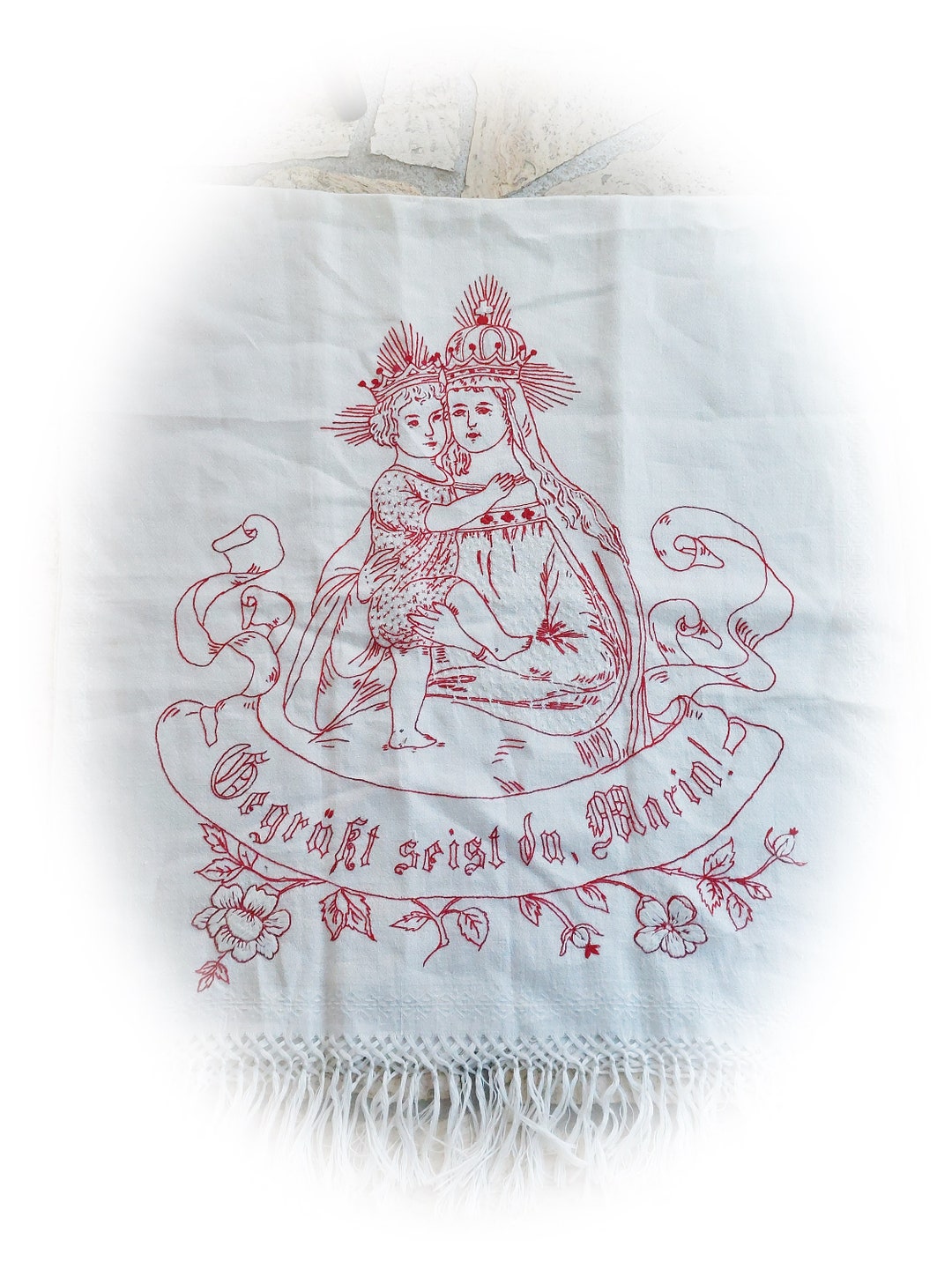 Antique Linen Altar Cloth / Altar Cloth Hand-embroidered Around 1900 - Etsy