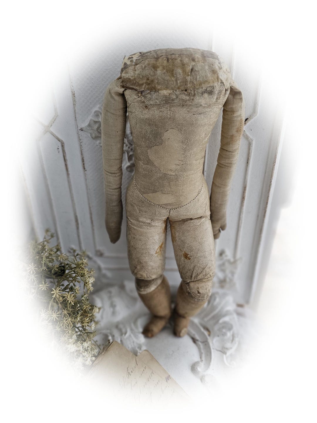 ANTIQUE 1900 Leather Doll Torso Doll Body Leather Body Shoulder Head ...