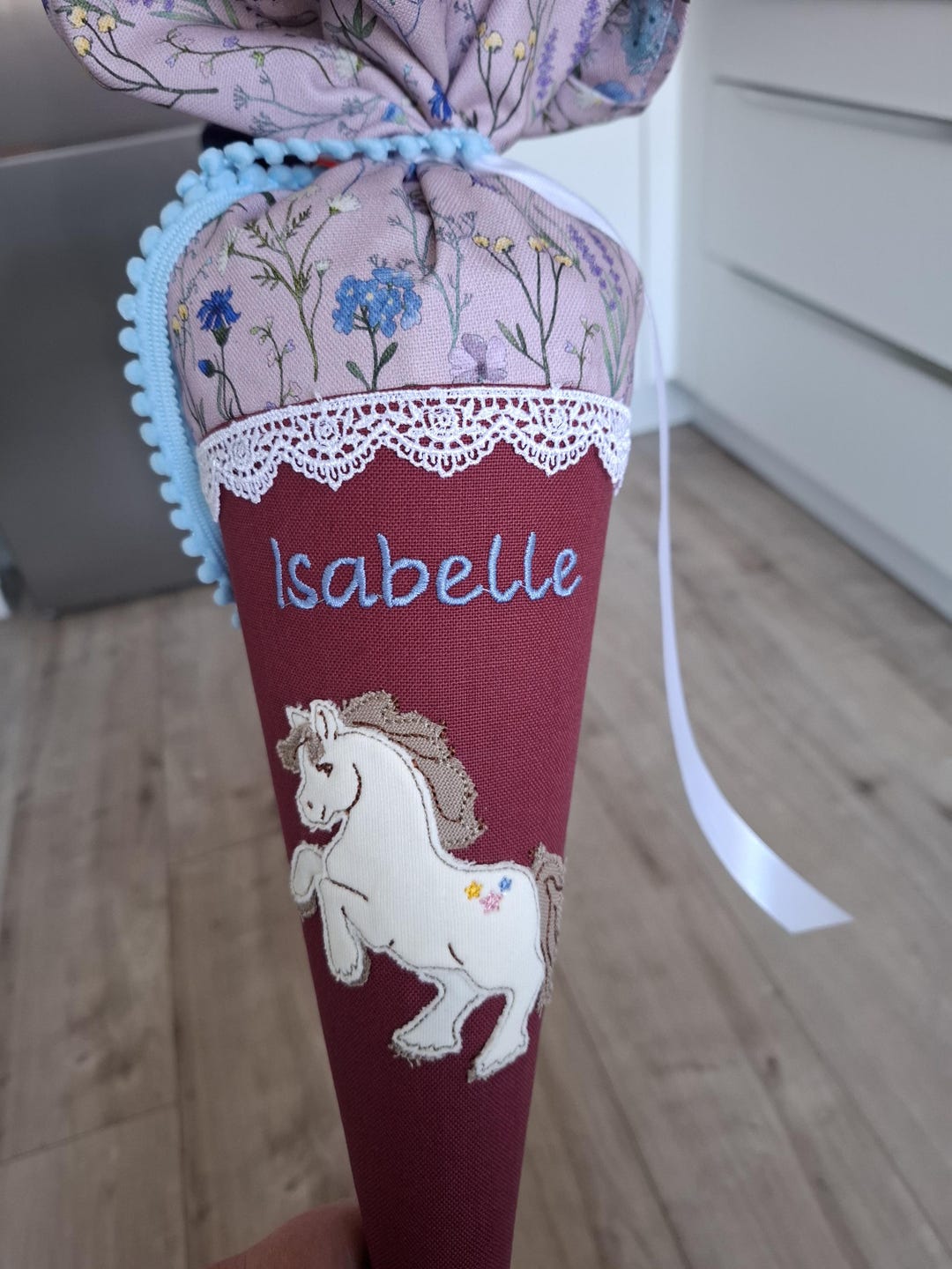 School Cone Fabric Horse Girl Personalizable, 85 Cm & 70 Cm ...