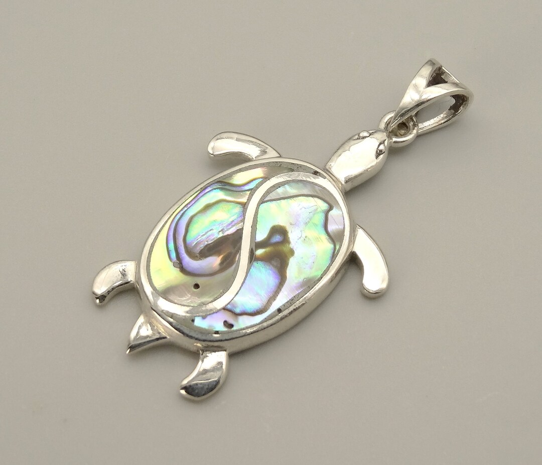 Sterling Silver Pendant Turtle With Paua Shell Setting - Etsy