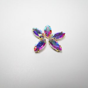 5er Set 7x15mm gold Knopf-Set Knöpfe Strass Kristall Marquise Navette ...