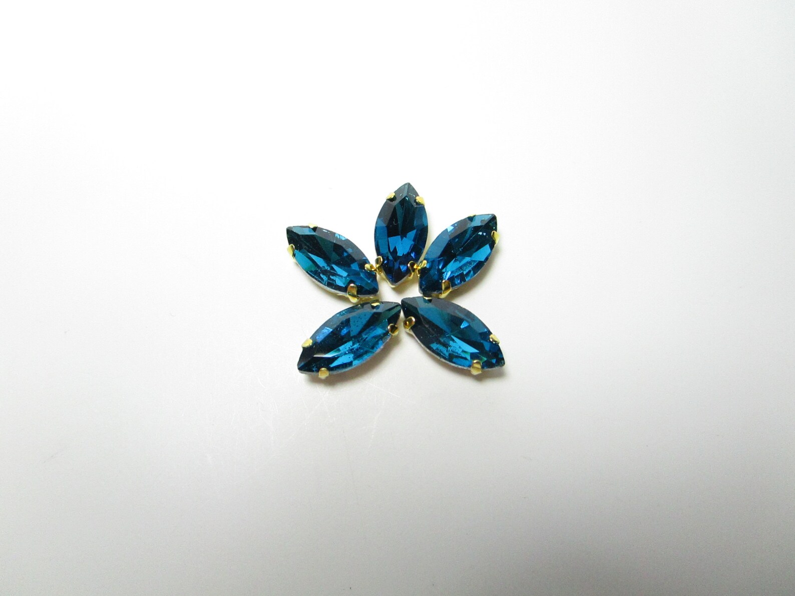 5er Set 7x15mm gold Knopf-Set Knöpfe Strass Kristall Marquise Navette ...