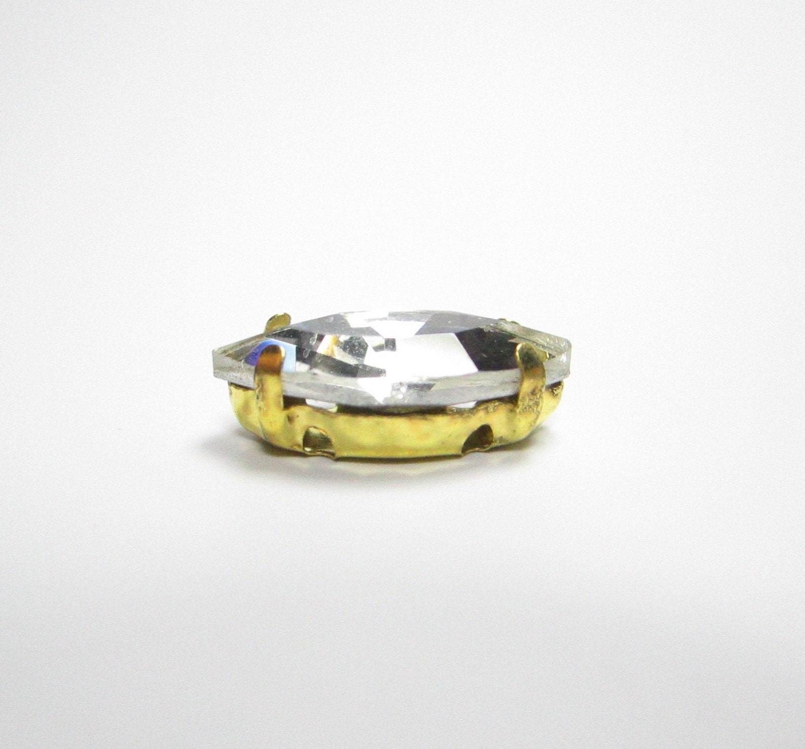 5er Set 7x15mm gold Knopf-Set Knöpfe Strass Kristall Marquise Navette ...