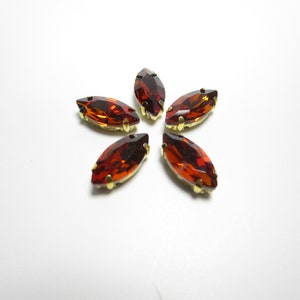 5er Set 7x15mm gold Knopf-Set Knöpfe Strass Kristall Marquise Navette ...