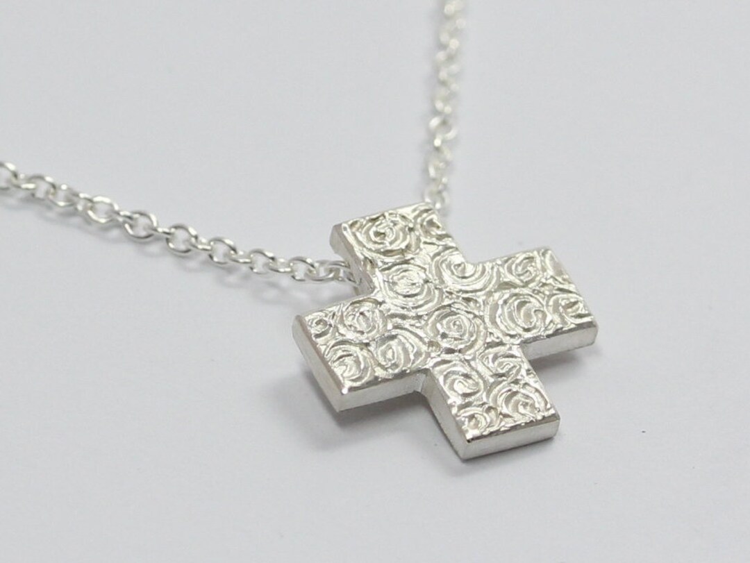 Cross, 925 Silver With Curled Structure, Various Sizes, Pendant - Etsy