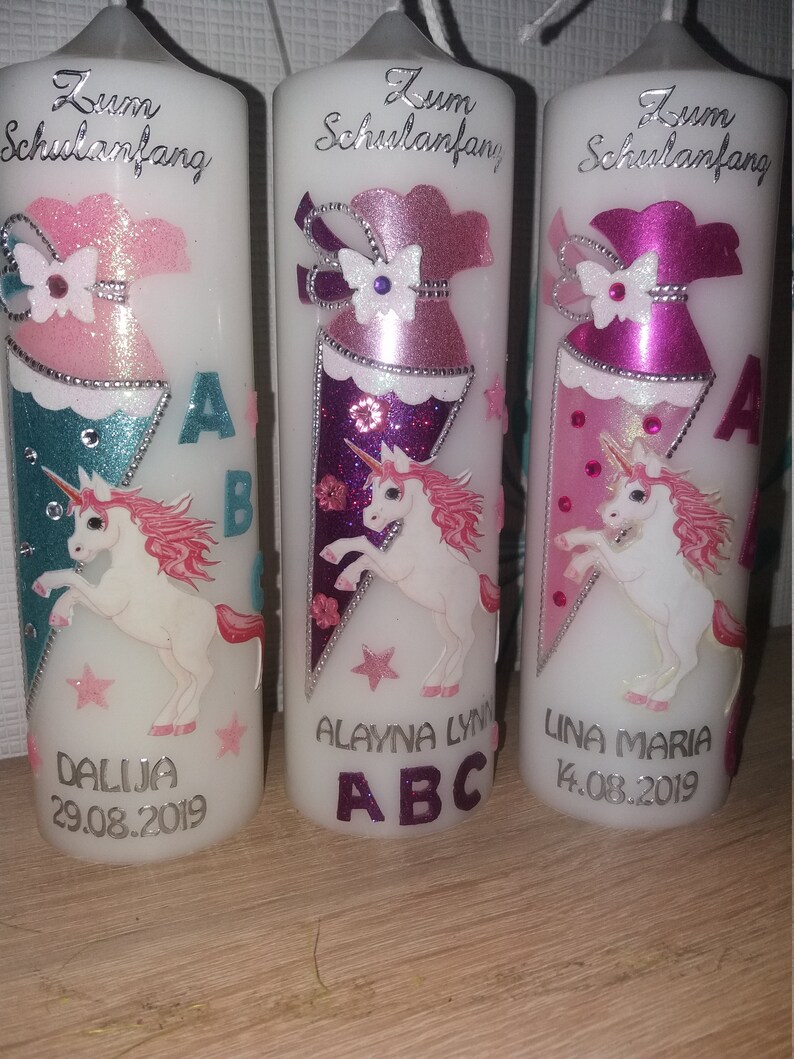 Kerze zur Schuleinführung Einhorn Einschulung Schulanfang | Etsy