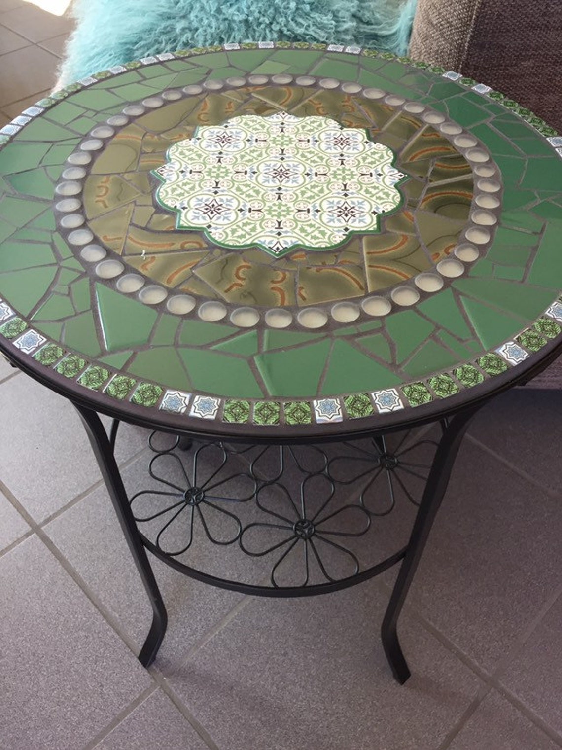 Table mosaïque Jardin Table basse Table de bistrot | Etsy