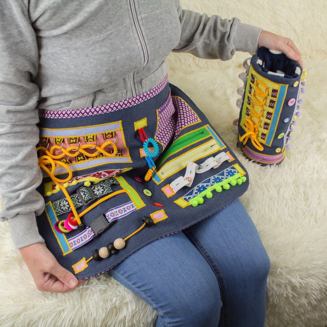 Busy Fidget Blanket for Dementia, Fiddle Fidget Apron, Alzheimer ...