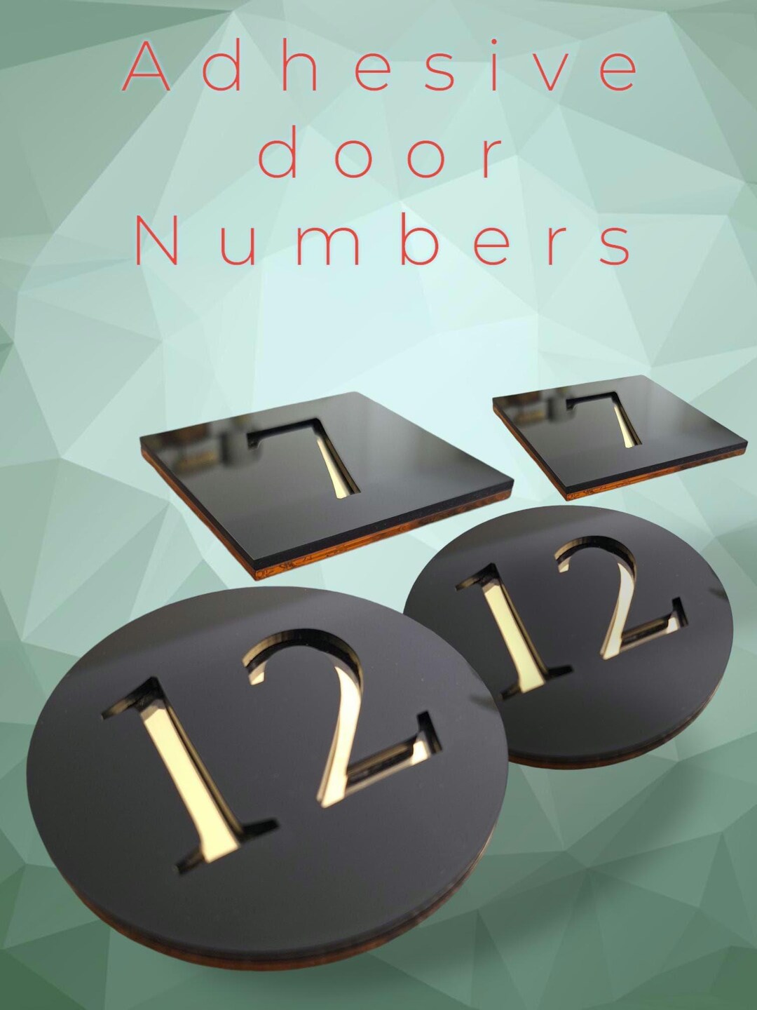 Laser Cut Black & Gold Mirror Personalised Door Number Ideal for ...