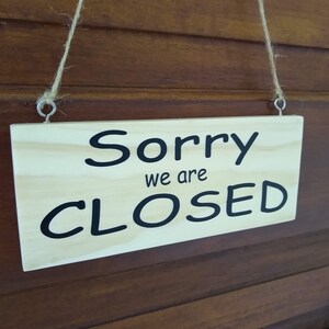 Open Closed Sign Business Sign Black Vinyl Wooden Plaque Hanging Sign ...