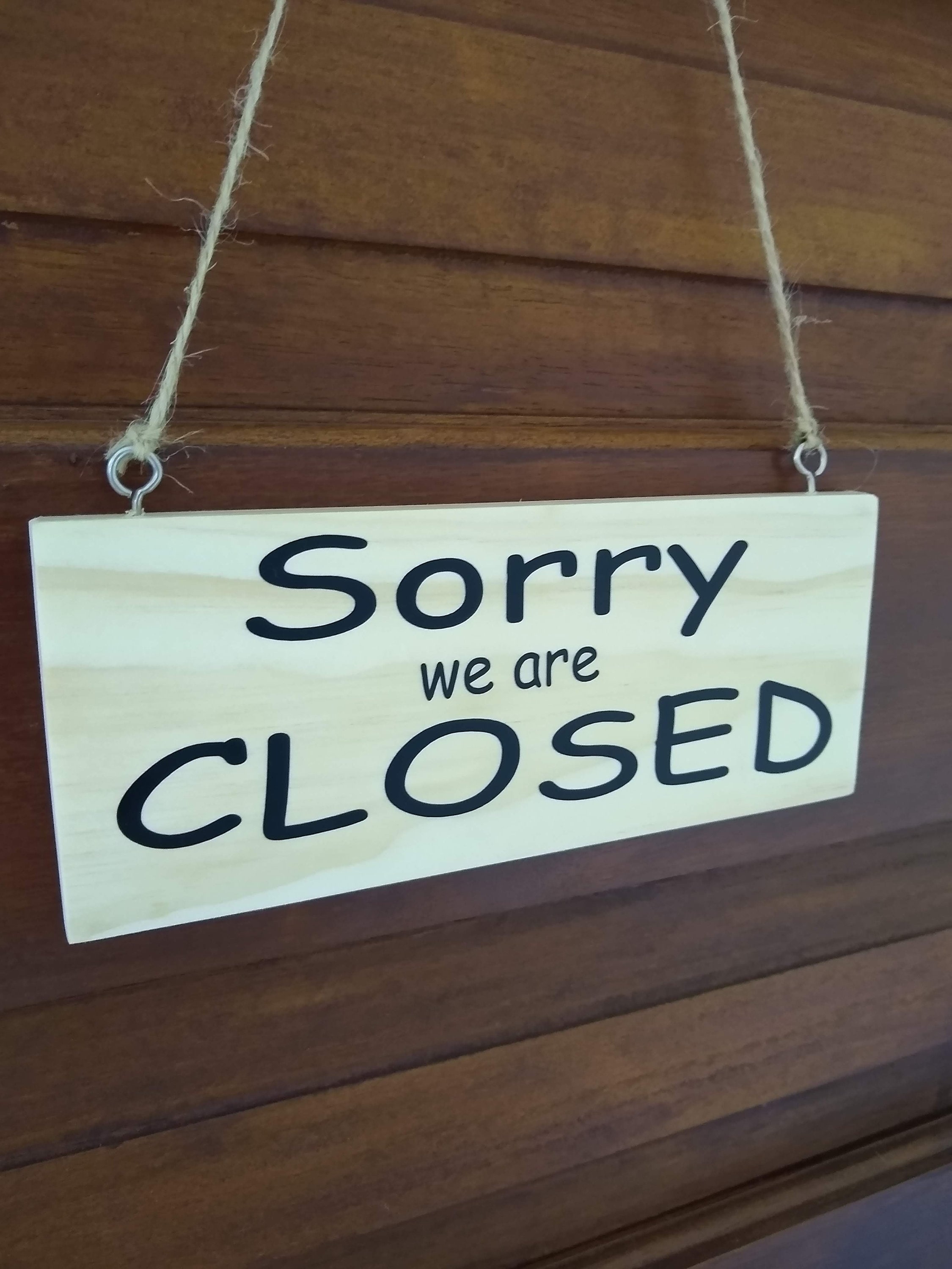 Open Closed Sign Business Sign Black Vinyl Wooden Plaque Hanging Sign ...