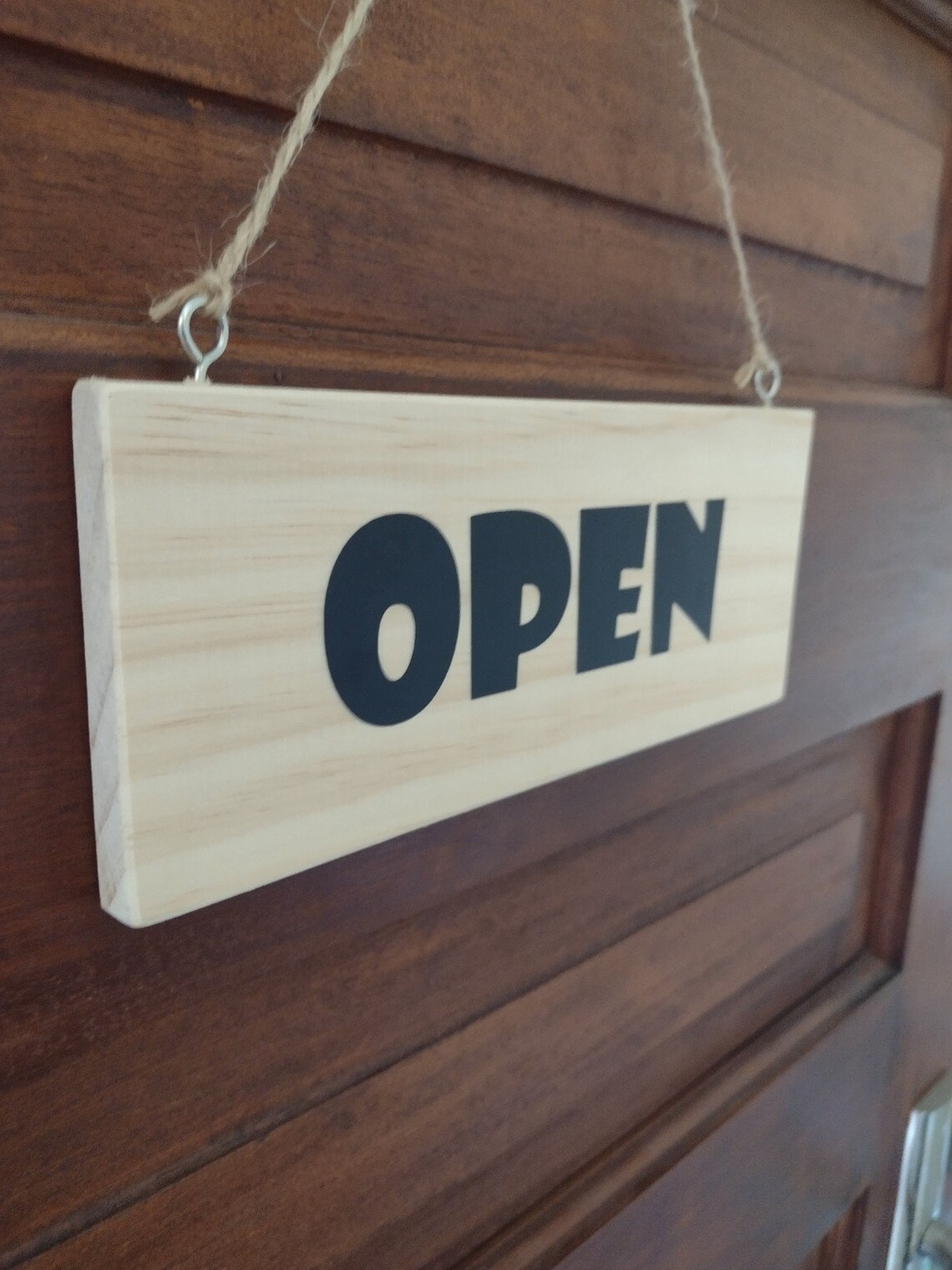 Open Closed Sign Double Sided Business Sign Black Vinyl Wooden Plaque ...