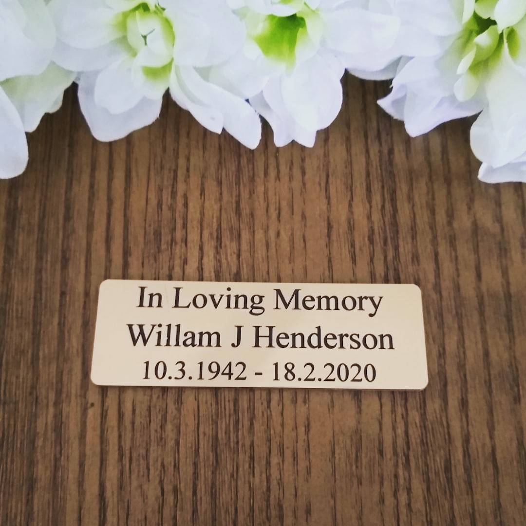 Memorial Name Plate Brass Colour Coffin Urn Name Plate Memorial Funeral ...