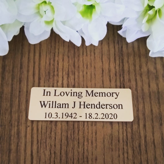 Memorial Name Plate Brass Colour Coffin Urn Name Plate - Etsy
