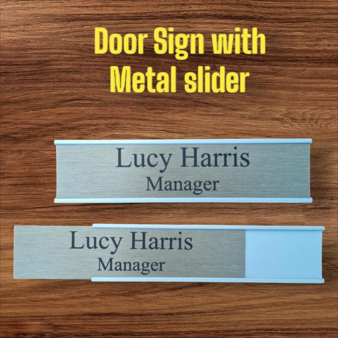 Custom Engraved Wall Name Plate With Slider, Office Door Sign ...