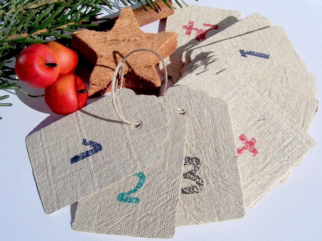 24 Number Tags Advent Calendar From Handmade Paper - Etsy