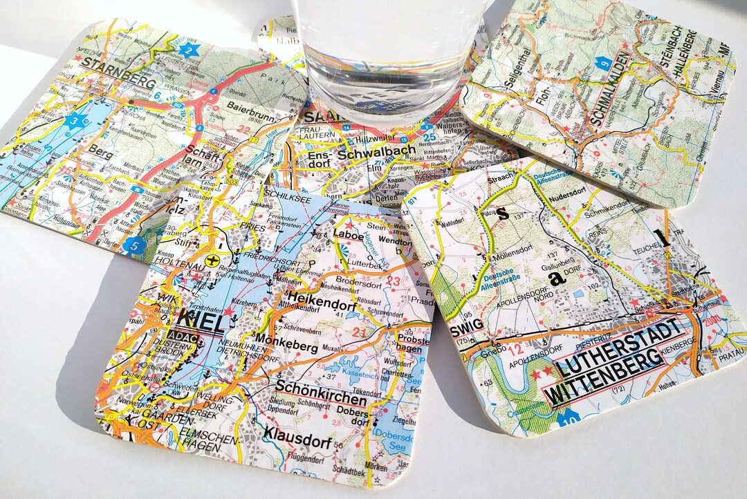 5 Coasters Upcycling Street Map Cardboard Beer Coasters - Etsy