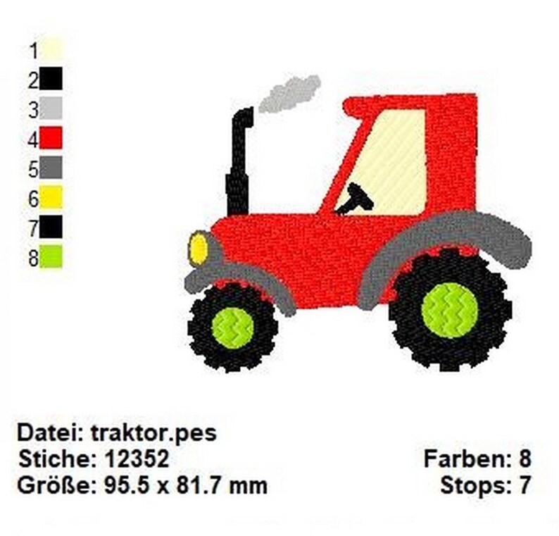 Stickdatei Traktor 10x10 Rahmen Stickmuster Stickmotiv trekker - Etsy.de