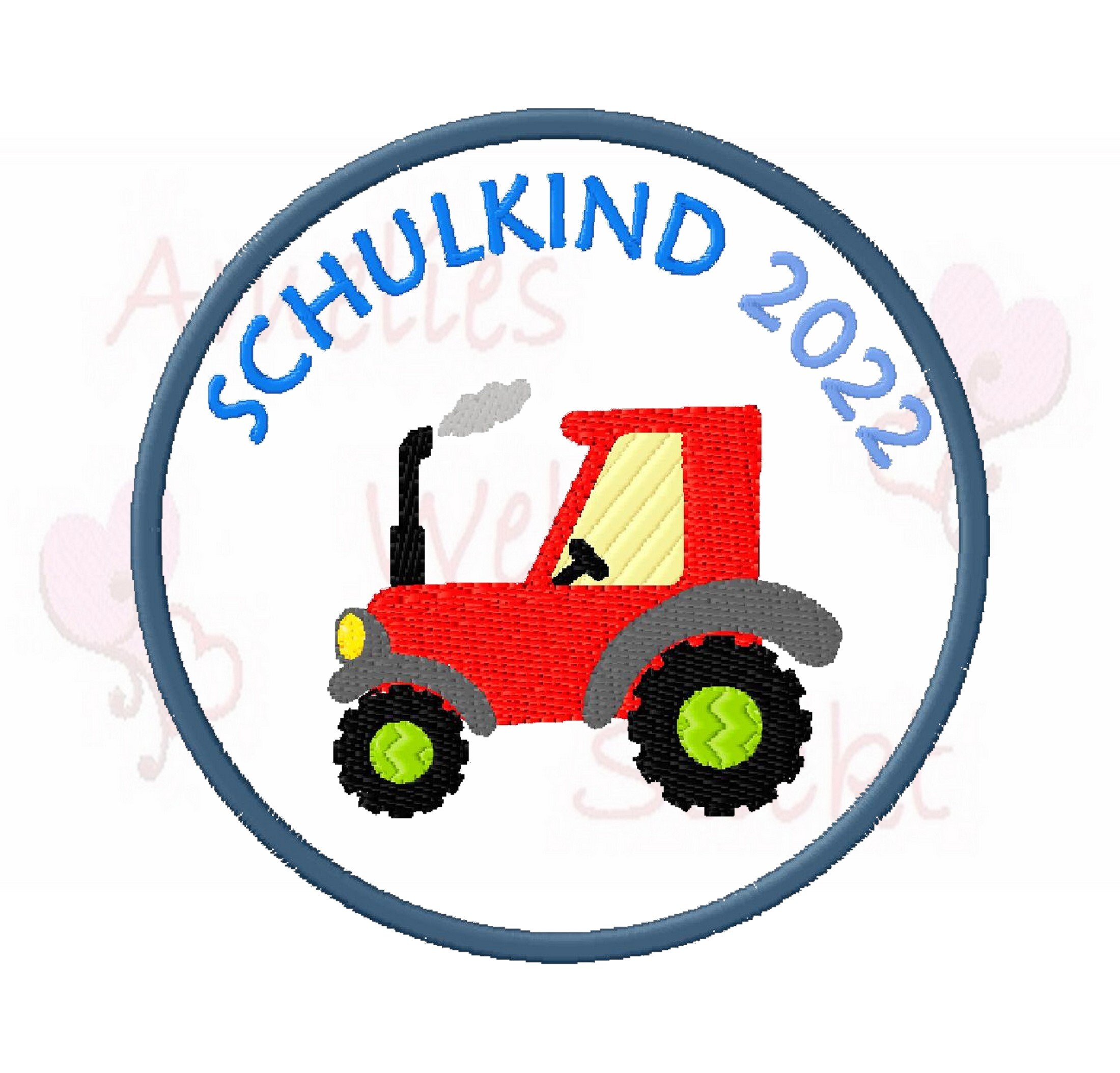 Stickdatei Schulkind 2022 Traktor Button stickmuster 10x10 | Etsy