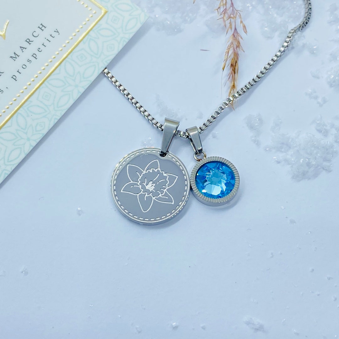 Necklace Birth Flower Easter Bells With Swarovski Birthstone March - Etsy