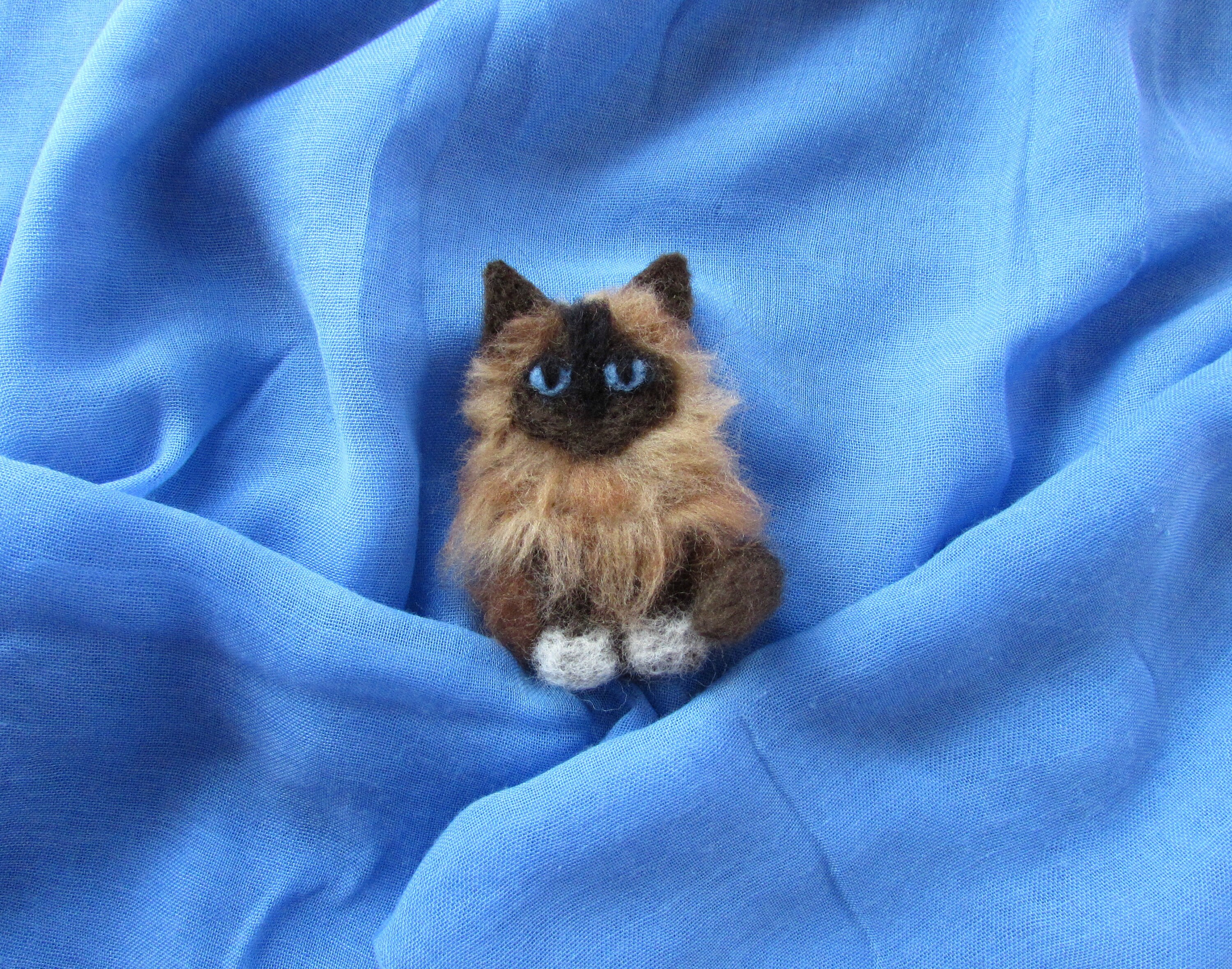 Felt Cat,gift,felt Animals,felt Birman,miniatures,brooches,jewelry,felt ...