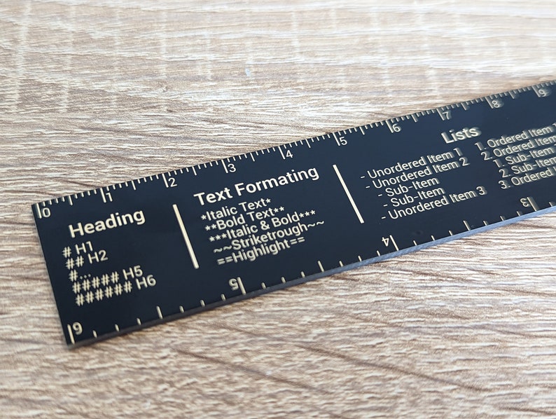 Multifunction Ruler Markdown Cheat Sheet High Quality Gift for ...