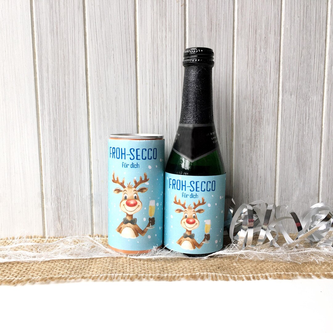 Prosecco Can Label for Christmas, Printable New Year's Eve Piccolo ...