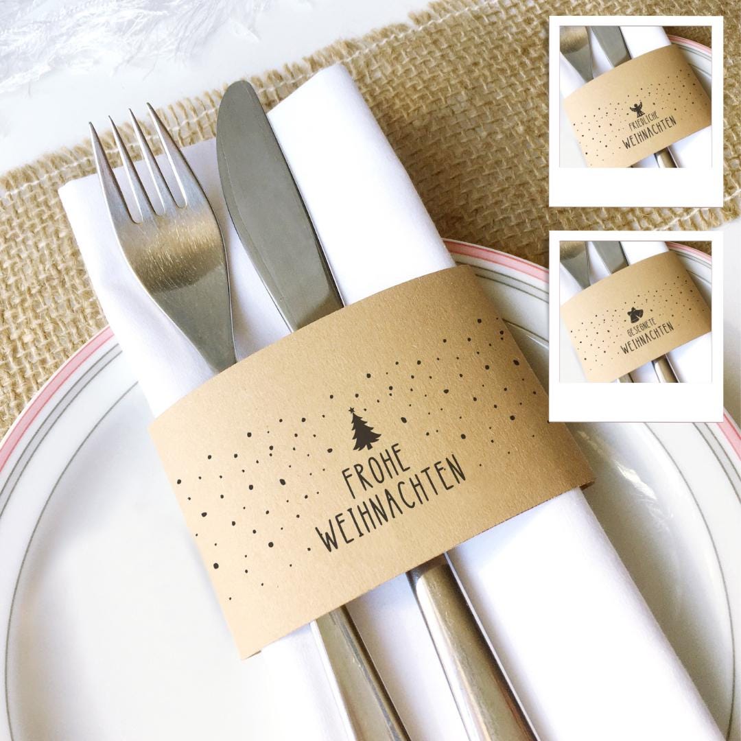 Printable Template for Merry Christmas Table Decorations, Napkin Band ...
