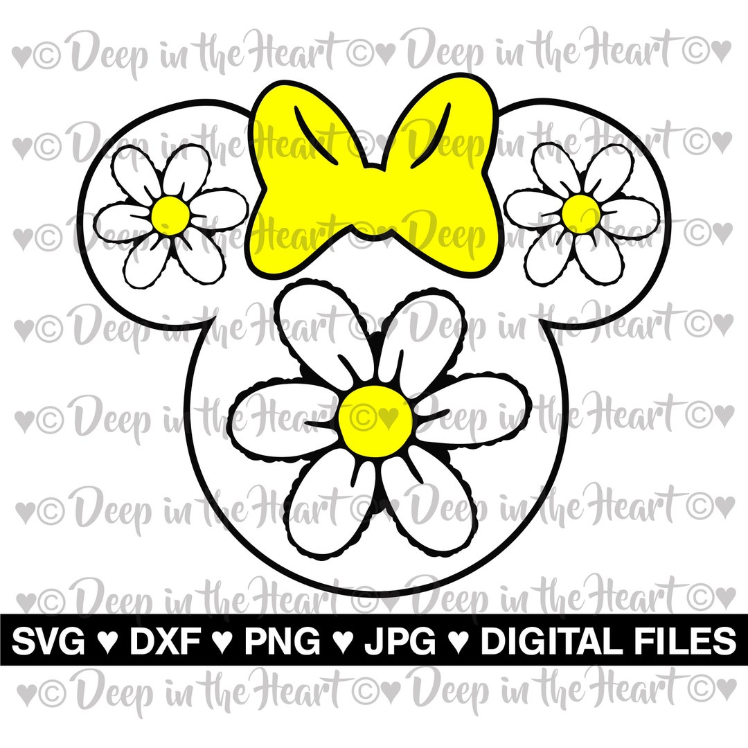 Minnie or Mickey With Flowers - SVG, DXF, PNG, Jpeg -instant Zip File ...
