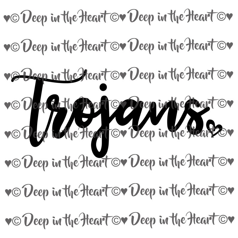 Trojans With Heart - SVG, PNG, JPG - Instant Zip File Download - Girly ...