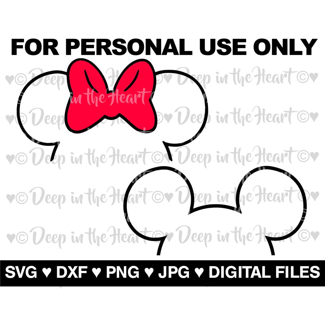 Half Mickey and Minnie - SVG, DXF PNG, Jpeg -instant Zip File Download ...