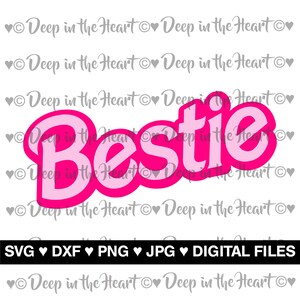 Pink Bestie Besties w/Outline SVG, DXF, Png, Jpeg Descarga instantánea ...