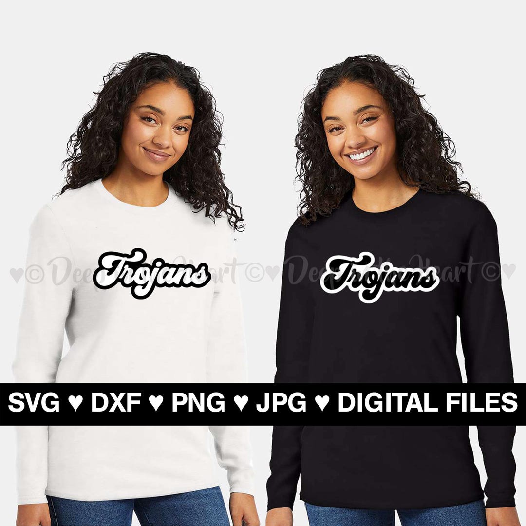 Retro Cursive Trojans SVG, DXF, PNG, Jpeg Instant Zip File Download ...