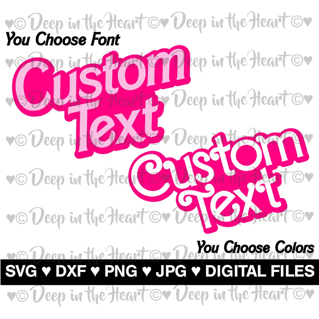Custom Text With Outline You Pick Font & Color SVG, PNG, DXF and Jpeg ...