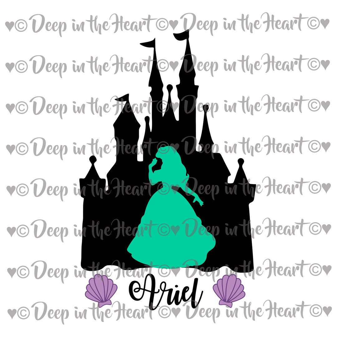 Princess Ariel - Little Mermaid Castle Silhouette - SVG, PNG, JPG ...
