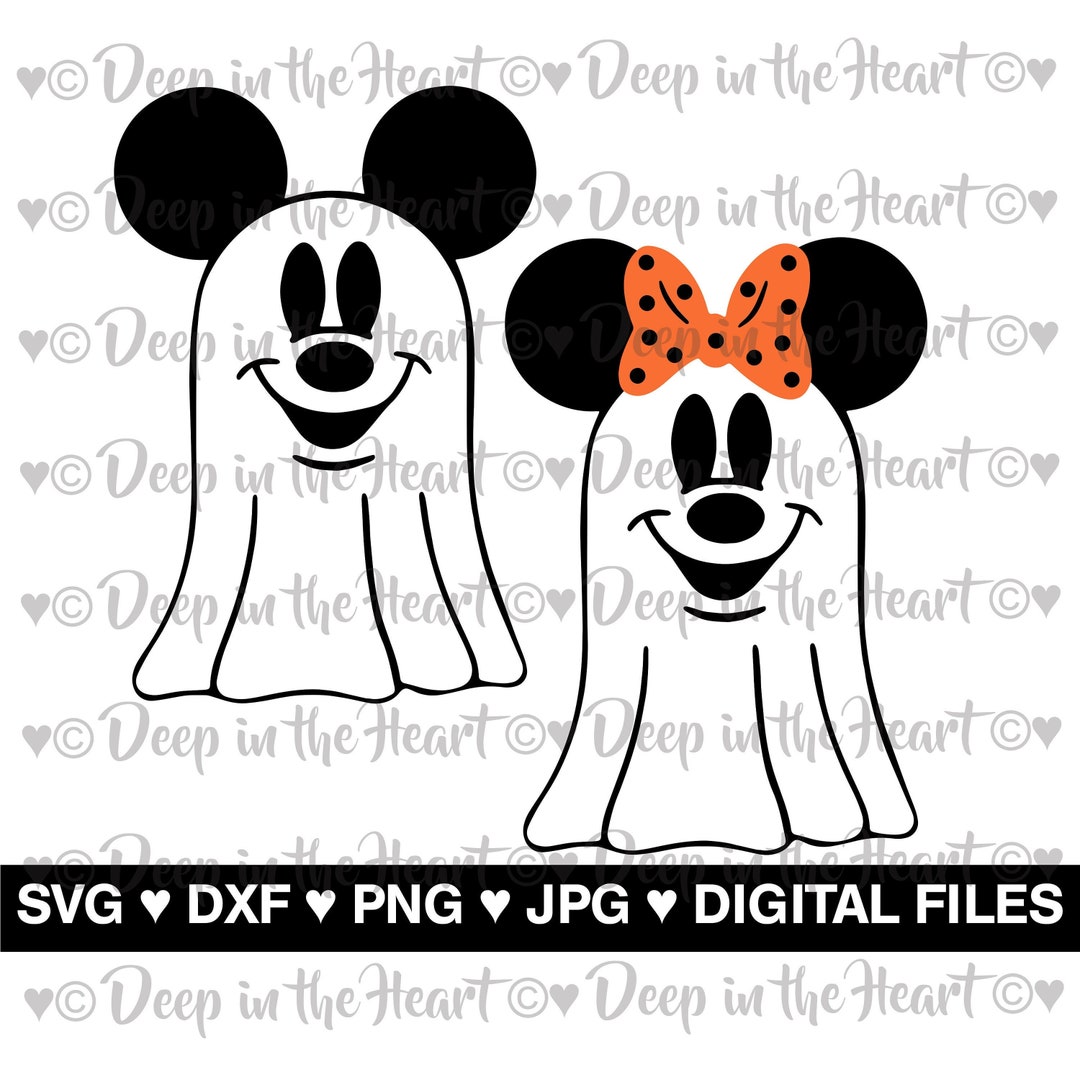 Minnie or Mickey Ghost Halloween SVG, DXF, PNG, Jpeg instant Zip File ...