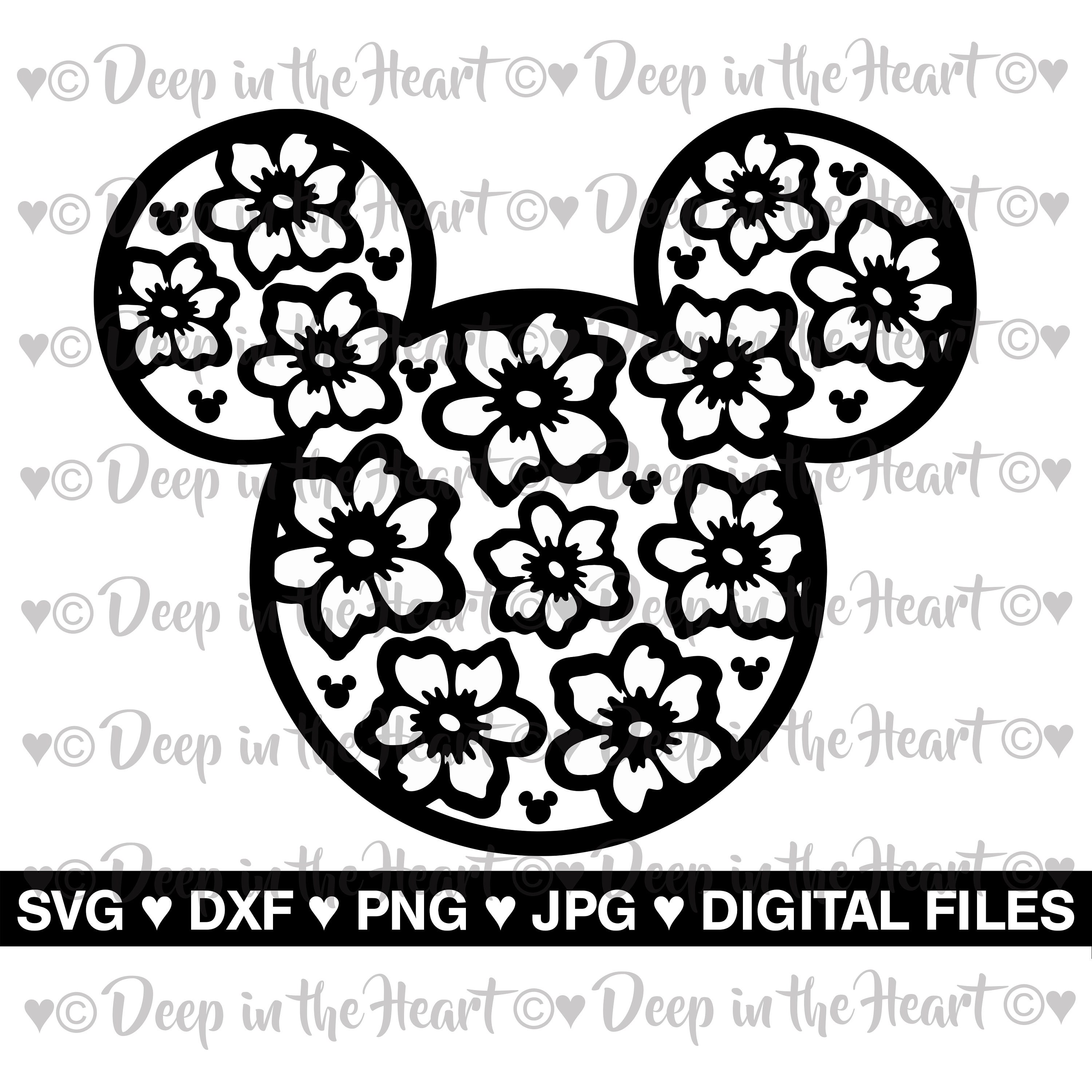 Tropical Mickey Head With Flowers SVG DXF PNG Jpeg - Etsy Ireland