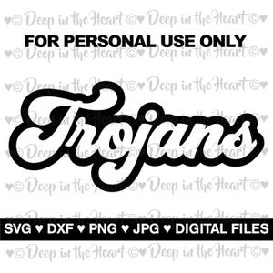Retro Cursive Trojans SVG, DXF, PNG, Jpeg Instant Zip File Download ...