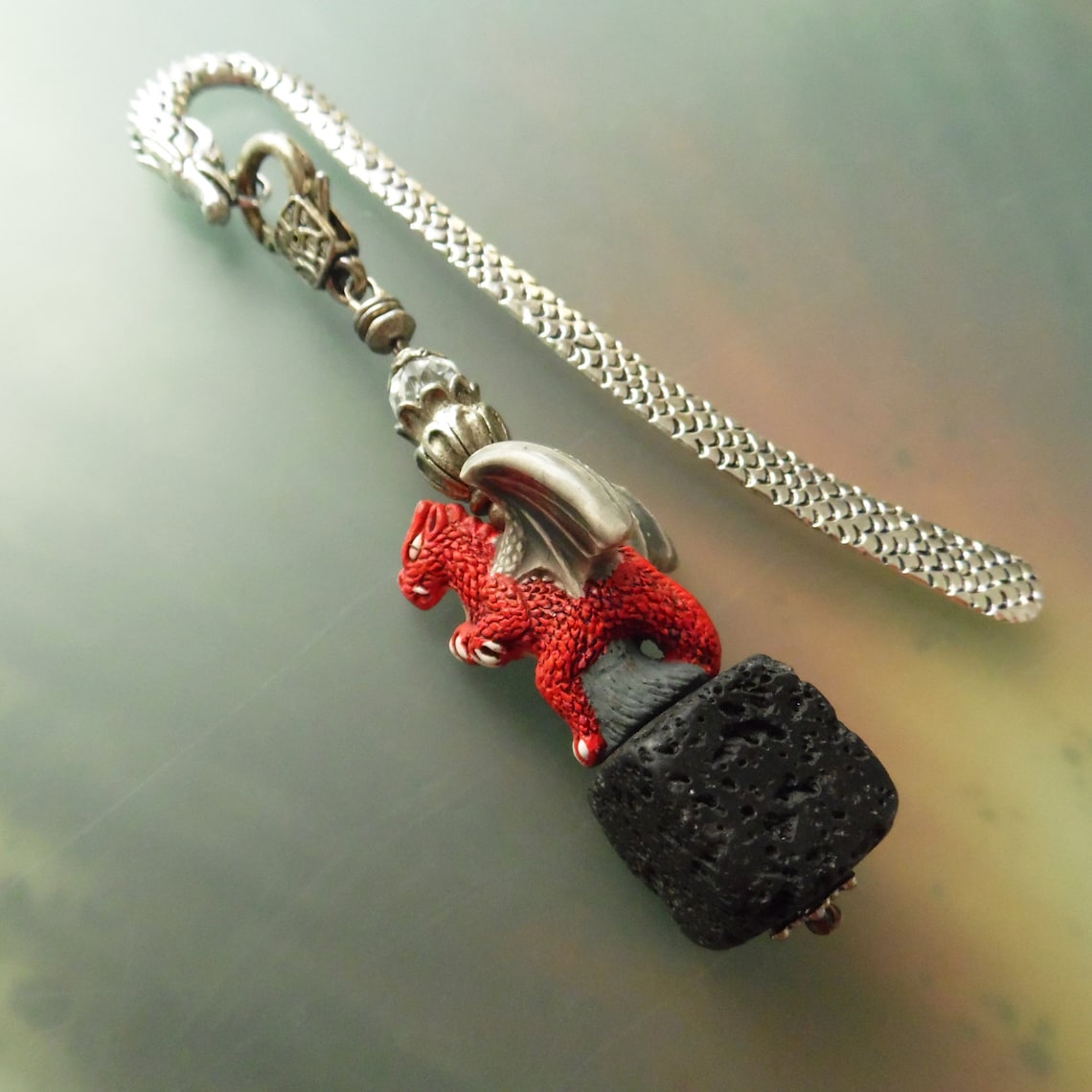 Bookmark volcano dragon on lava cube can also be used as a | Etsy
