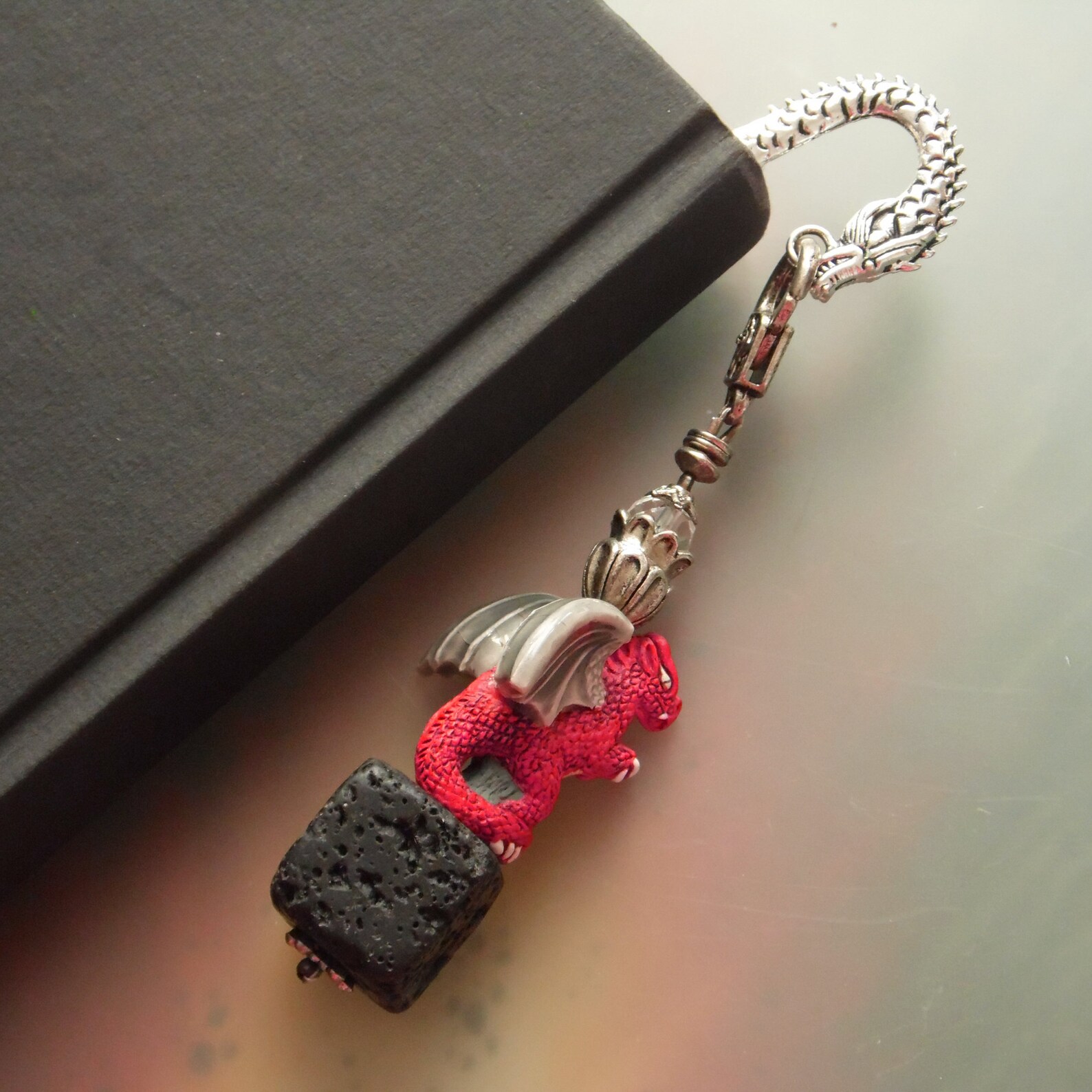 Bookmark volcano dragon on lava cube can also be used as a | Etsy