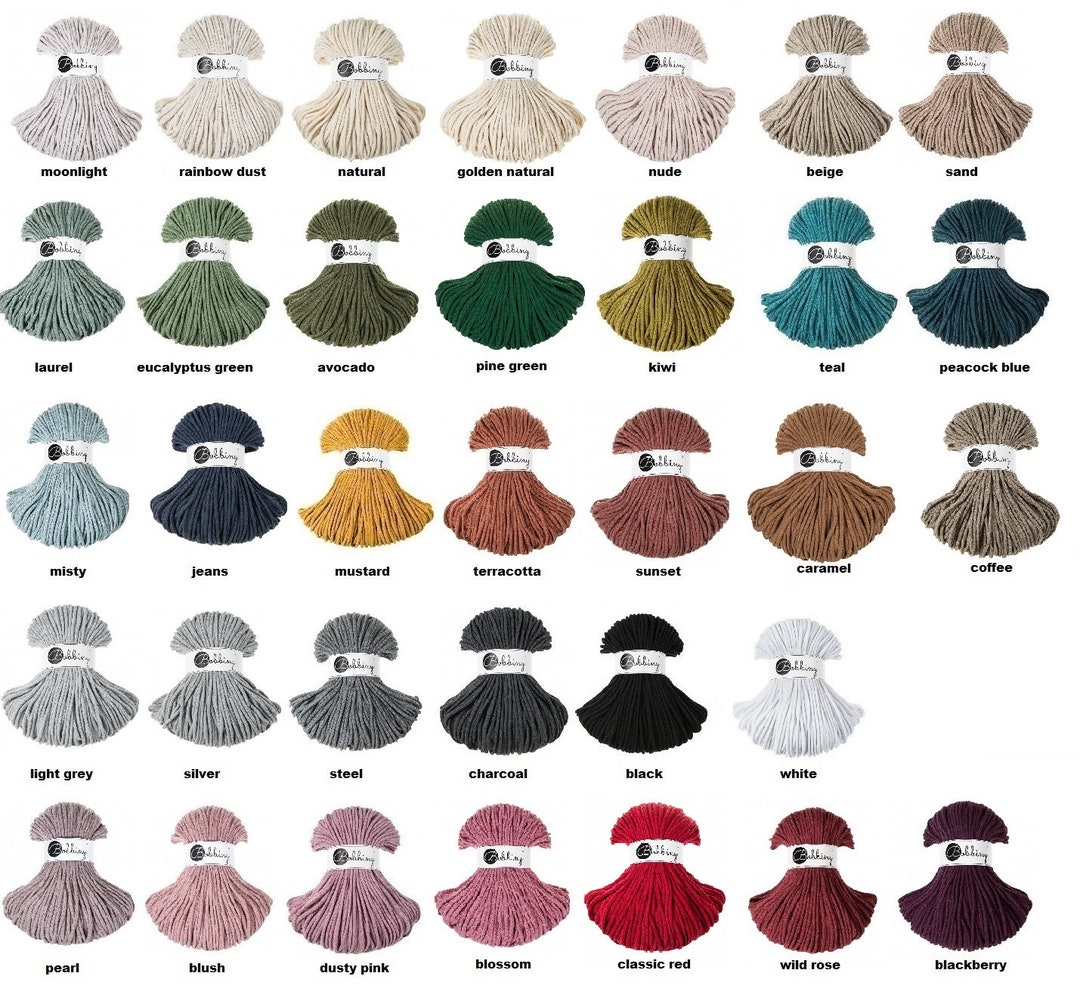 Bobbiny Premium Cords 5 Mm - Rope Yarn 100 M - All Colors to Choose ...