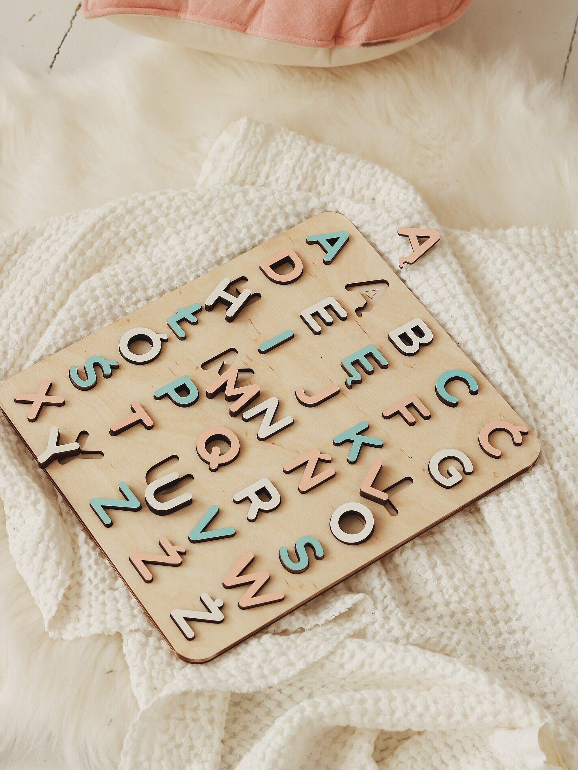 Wooden Puzzle Alphabet Letters Educational Kids Toys First | Etsy