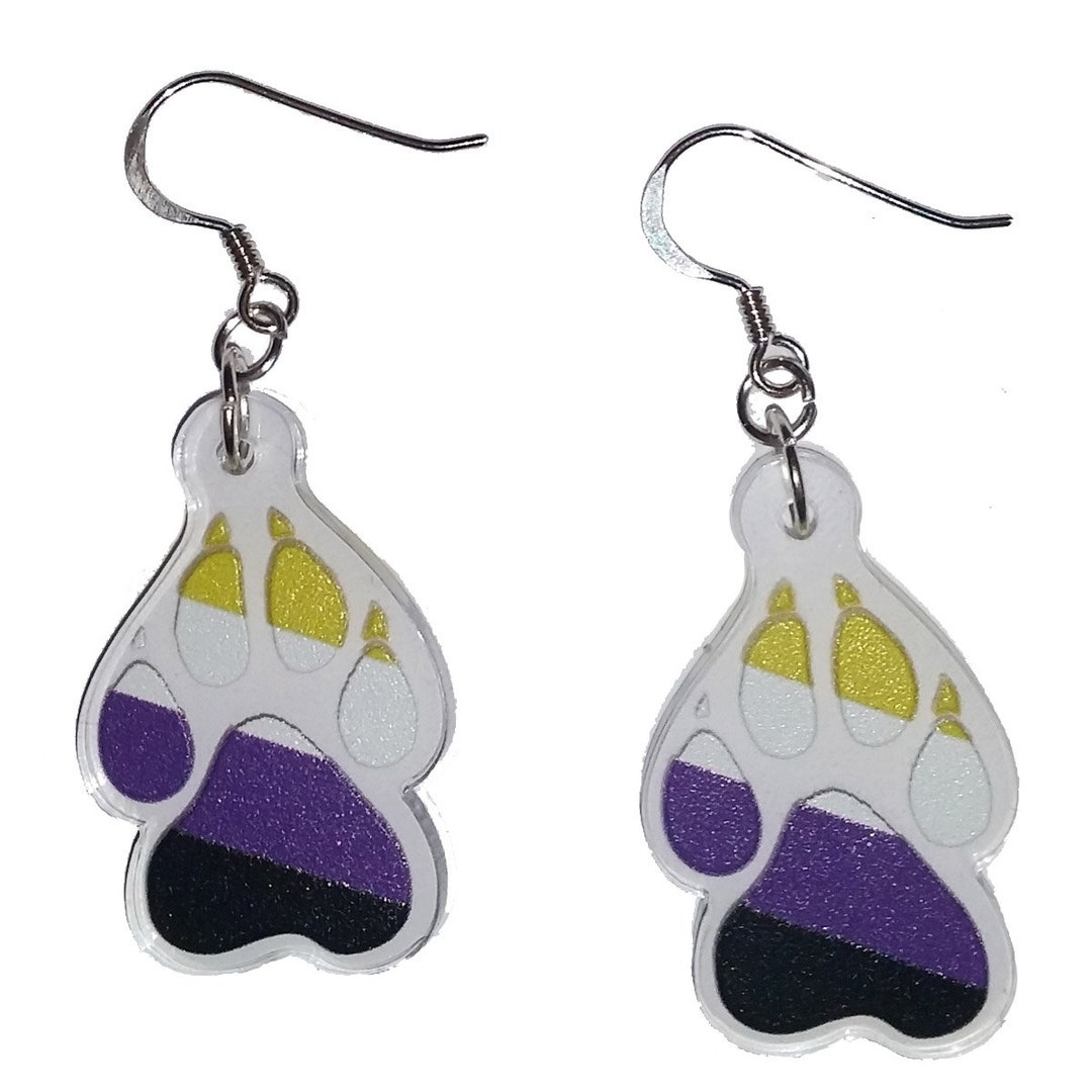 Nonbinary - Pride Paw Earrings - Etsy