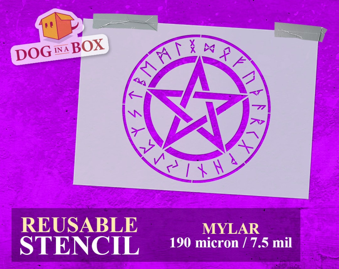 Pentacle With Runes Stencil N.1 - Reusable Esoteric and Runic Stencil ...