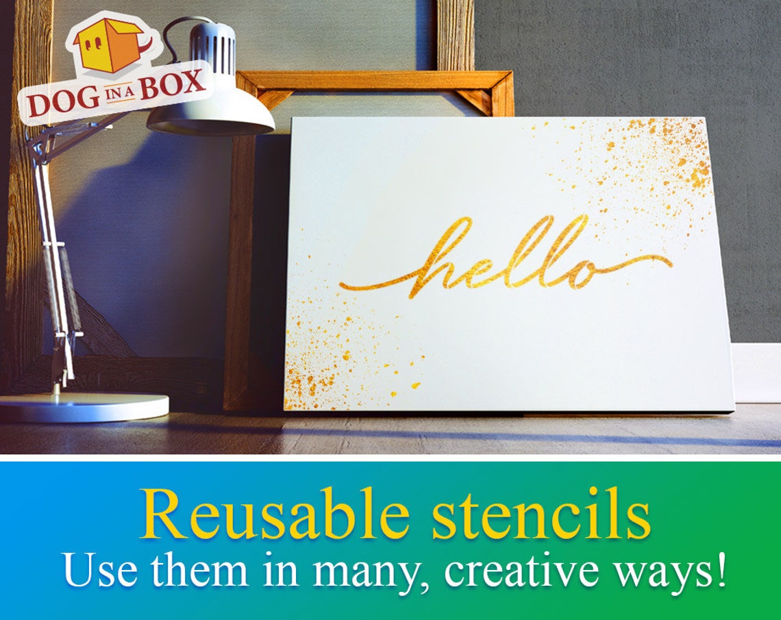 Hello Stencil Reusable Stencil for Wood Signs Fabrics and | Etsy