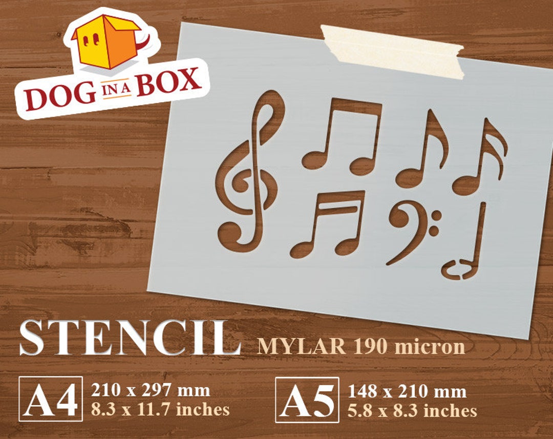 Music Notes Stencil N.1 - Reusable Music Stencil for Cake, Wood, Wall ...