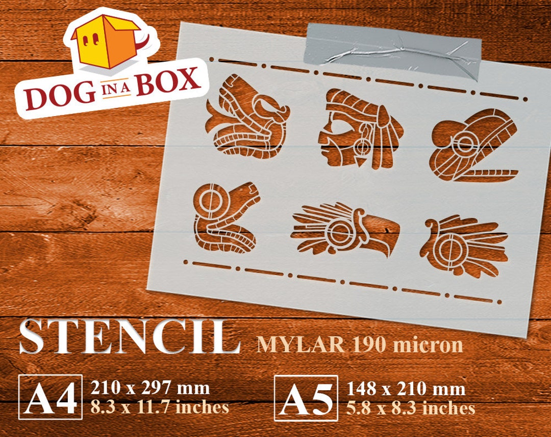 Aztec Symbols Stencil N.1, Aztec Stencil, Nahuatl Stencil, Ancient ...